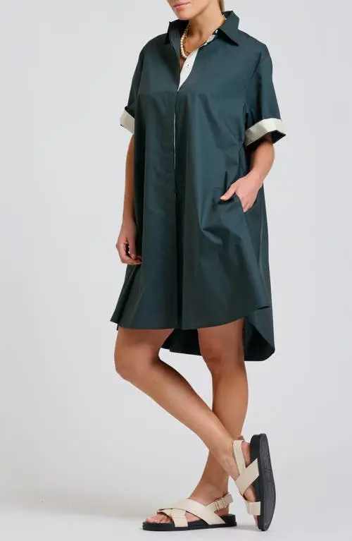 SHIRTY Grossgrain Ribbon Cotton Trapeze Shirtdress