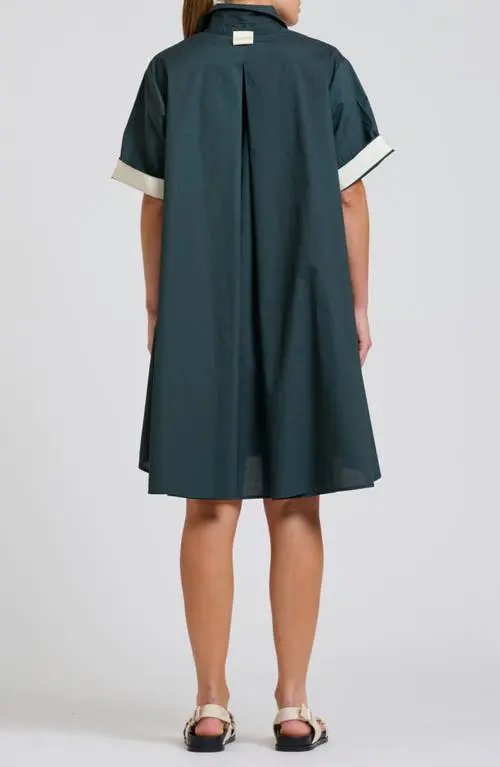 SHIRTY Grossgrain Ribbon Cotton Trapeze Shirtdress