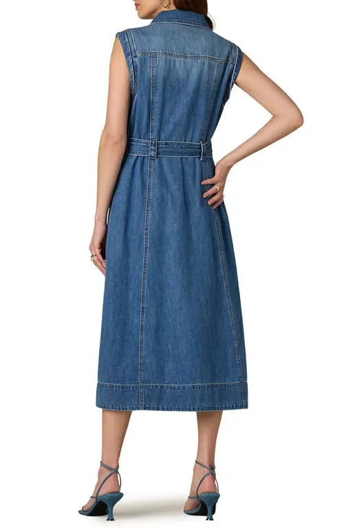 Wit & Wisdom Sleeveless Tie Belt Denim Shirtdress