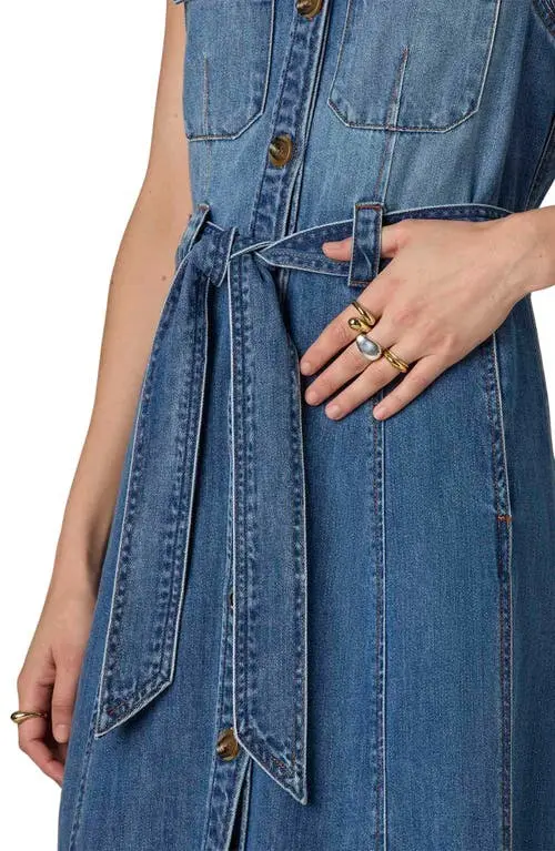 Wit & Wisdom Sleeveless Tie Belt Denim Shirtdress