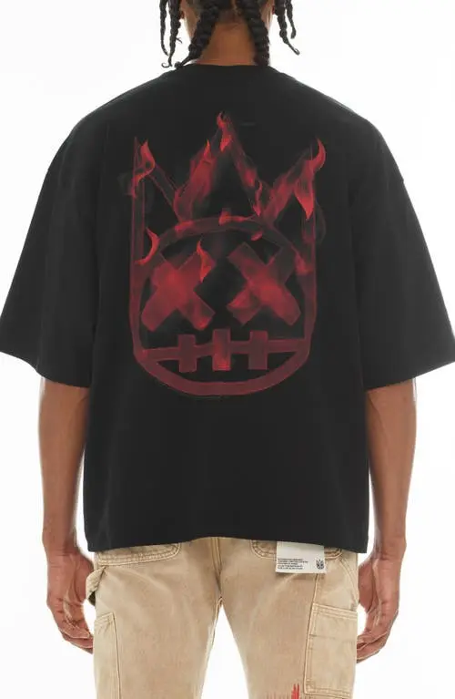 CULT OF INDIVIDUALITY Fire Oversize Graphic T-shirt