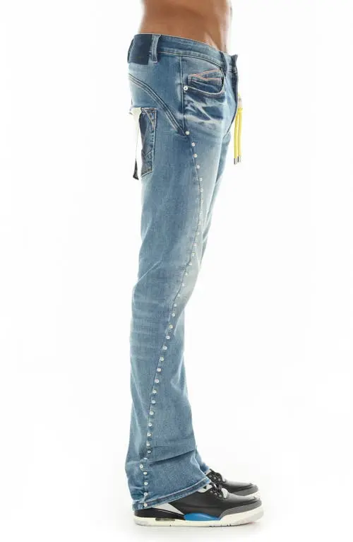 CULT OF INDIVIDUALITY Lenny 603 Bootcut Jeans With Stud Embellishments - Icy
