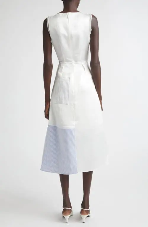 JASON WU Stripe Collage V-neck Midi Dress