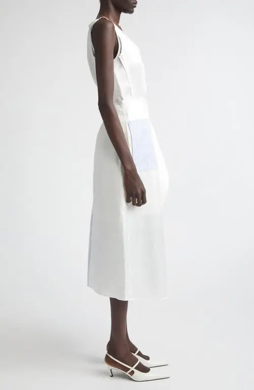 JASON WU Stripe Collage V-neck Midi Dress