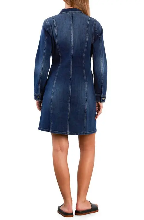 WASH LAB DENIM Wisp Long Sleeve Stretch Denim Shirt Dress - Soft Blue