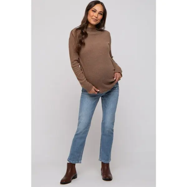 PINKBLUSH Distressed Crop Maternity Jeans - Light Blue