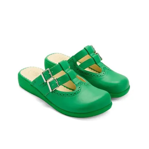 HOT CHOCOLATE DESIGN Mary Jane Clogs With Buckle Straps And Perforated Detailing