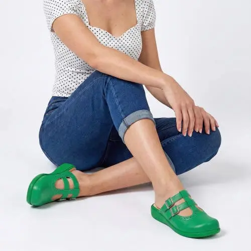 HOT CHOCOLATE DESIGN Mary Jane Clogs With Buckle Straps And Perforated Detailing