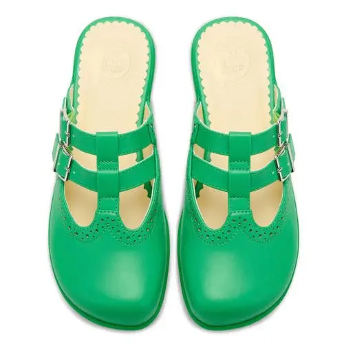 HOT CHOCOLATE DESIGN Mary Jane Clogs With Buckle Straps And Perforated Detailing