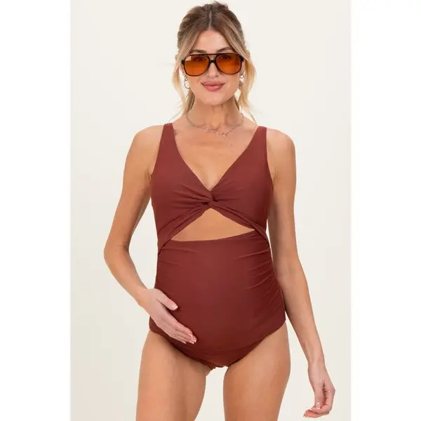 PINKBLUSH Maternity One-piece Swimsuit - Brown