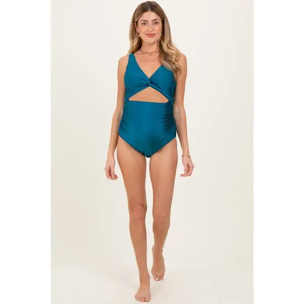 PINKBLUSH Maternity One-piece Swimsuit - Dark Teal