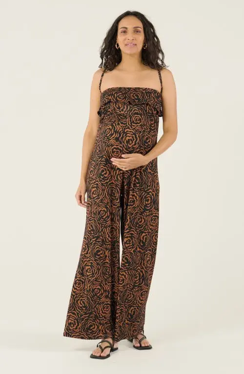 CACHE COEUR Strapless Maternity Jumpsuit - Brown