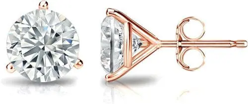 THE DIAMOND SPOT 14k Gold Lab-grown Round Diamond Stud Earrings - 3 Carat-rose Gold