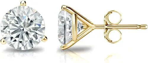 THE DIAMOND SPOT 14k Gold Lab-grown Round Diamond Stud Earrings - 2 Carat Yellow Gold