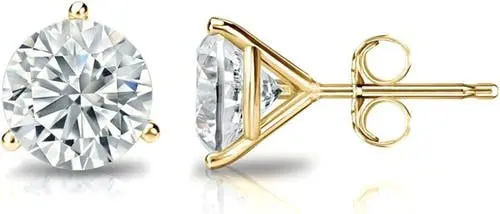 THE DIAMOND SPOT 14k Gold Lab-grown Round Diamond Stud Earrings - 6 Carat Yellow Gold