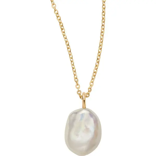 MADE BY MARY Baroque Pearl Pendant Necklace - Gold Vermeil