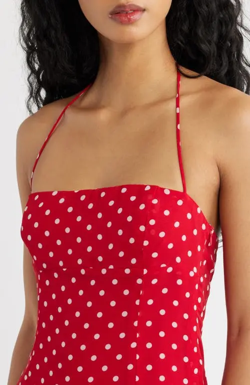 Princess Polly Delamere Polka Dot Halter Mini Dress In Red Polka - 25% Off  | Editorialist