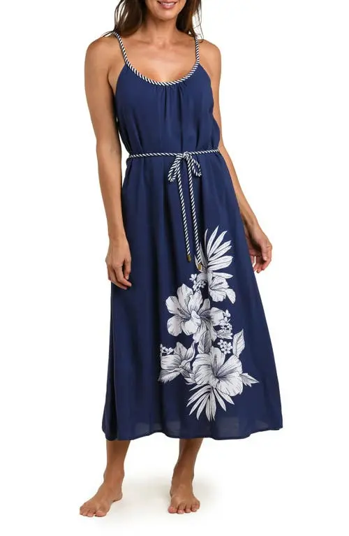 La Blanca Mariner Tie Waist Sleeveless Midi Dress - Indigo