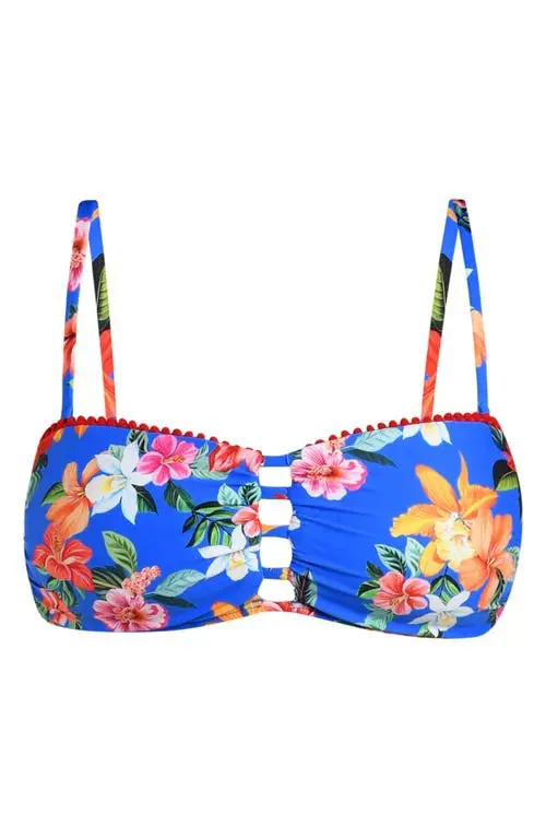 La Blanca Floral Cutout Bandeau Bikini Top