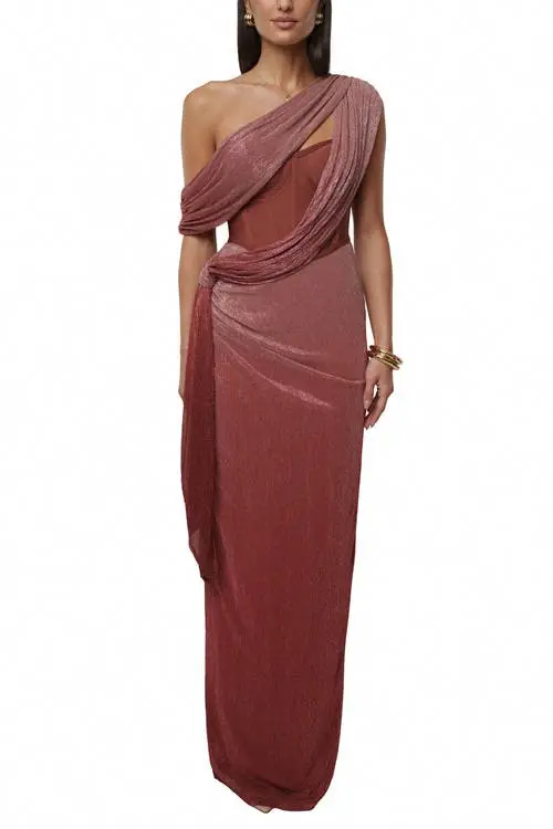 JLUXLABEL Draped Maxi Dress - Red