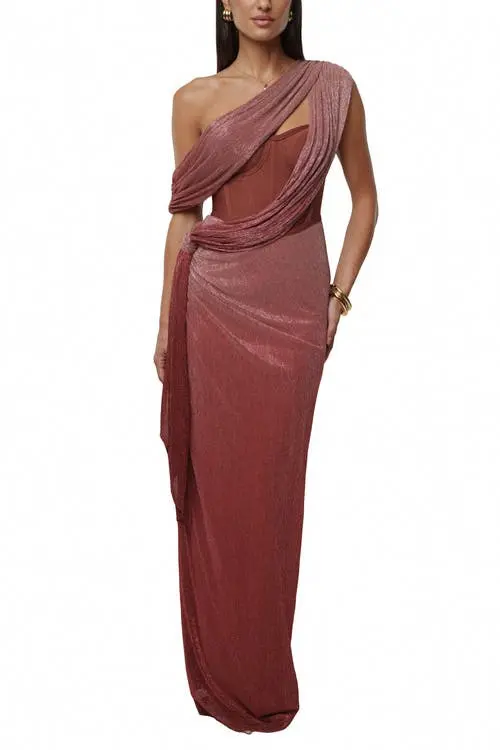 JLUXLABEL Draped Maxi Dress - Red