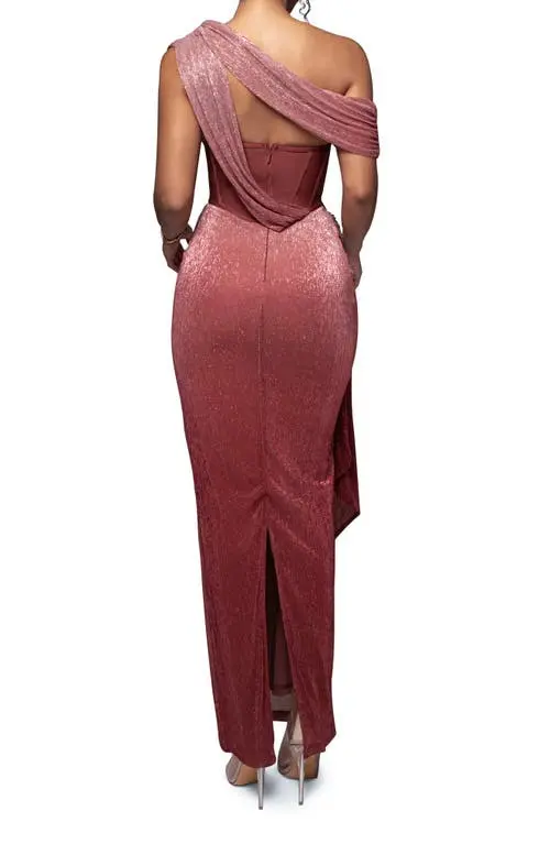 JLUXLABEL Celestina Metallic Drape Gown - Red