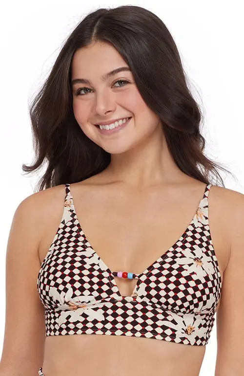 STEVIE Adjustable V-neck Front Tab Midkini Swim Top