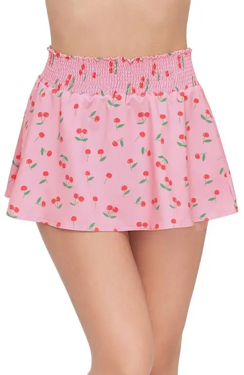 STEVIE Smocked Waist Mini Skirt - Very Cherry