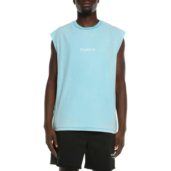 PURPLE BRAND Cotton Graphic Logo Muscle Tank