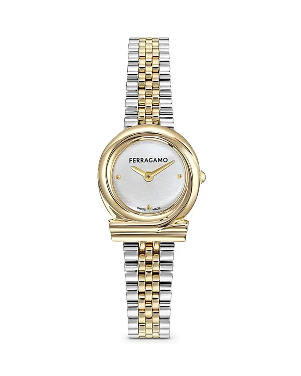 FERRAGAMO Gancini Twisted Watch 23mm - Two Tone/silver