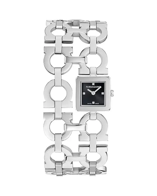 FERRAGAMO Double Gancini Catwalk 19mm Watch - Stainless Steel/black