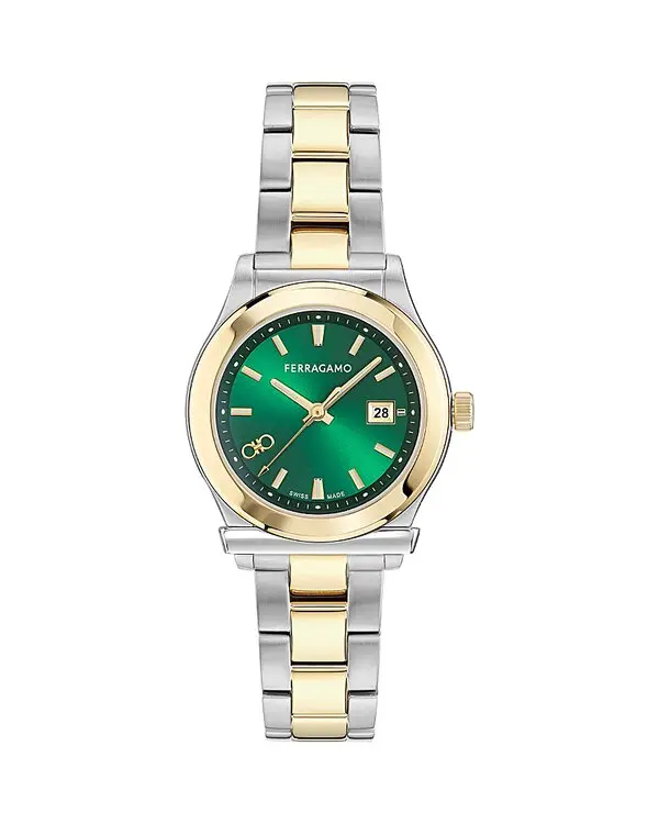 FERRAGAMO 1927 33mm Watch - Two Tone/green
