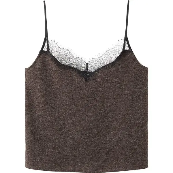 Mango Lace Trim Camisole - Chocolate