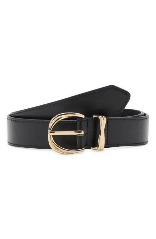Mango Oval Buckle Faux Leather Belt - Black