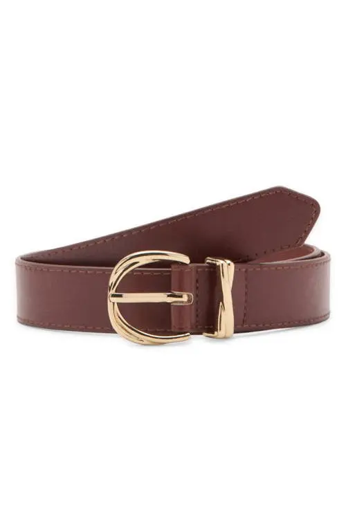 Mango Oval Buckle Faux Leather Belt - Brown
