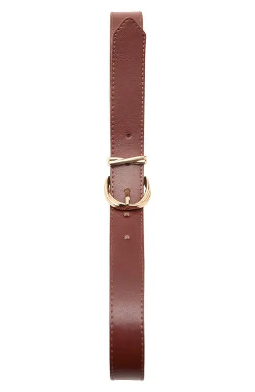 Mango Oval Buckle Faux Leather Belt - Brown