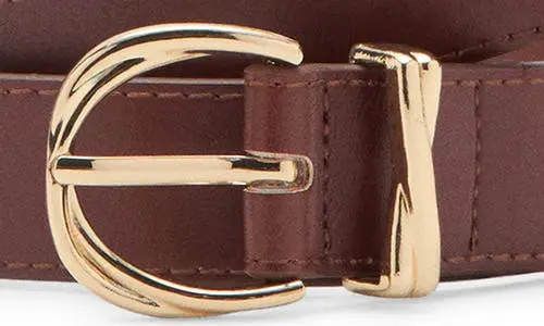 Mango Oval Buckle Faux Leather Belt - Brown