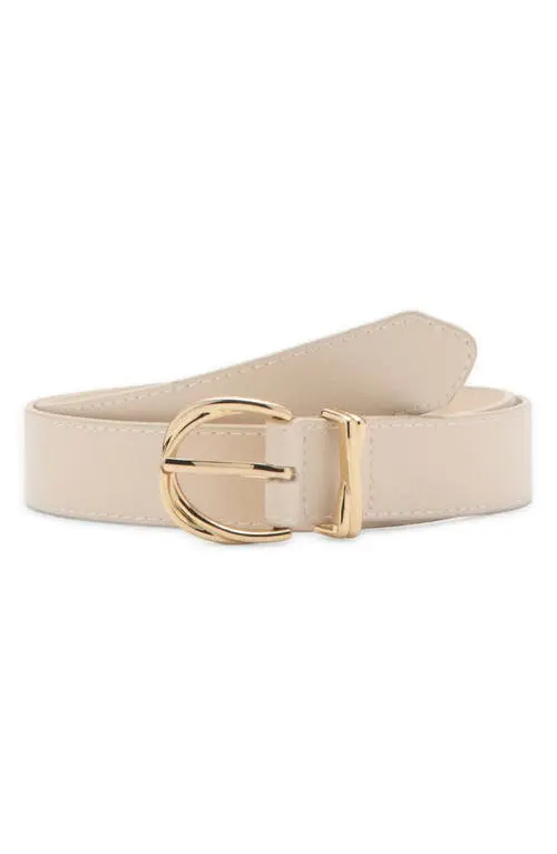 Mango Oval Buckle Faux Leather Belt - Ecru