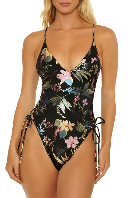 ISABELLA ROSE Florina Tropical Print One-piece Swimsuit - Black Multi