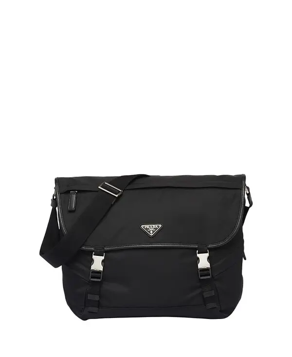 Prada Re-nylon And Saffiano Leather Shoulder Bag - Black