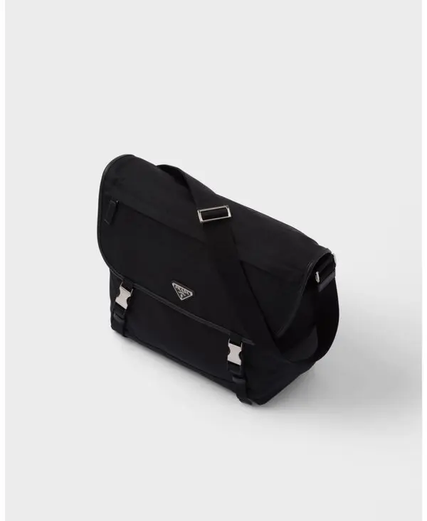Prada Re-nylon And Saffiano Leather Shoulder Bag - Black