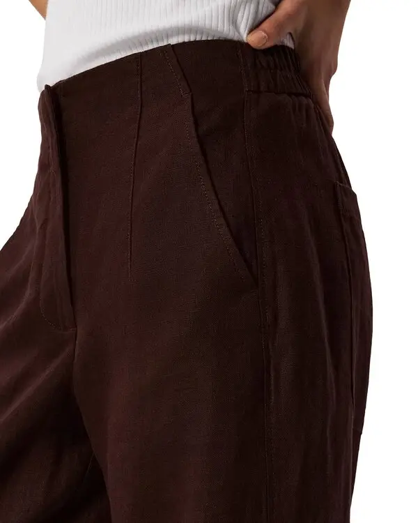 Whistles Linen Barrel Leg Trousers - Brown