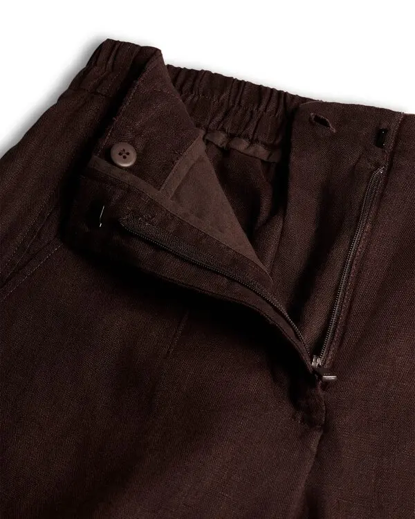 Whistles Linen Barrel Leg Trousers - Brown