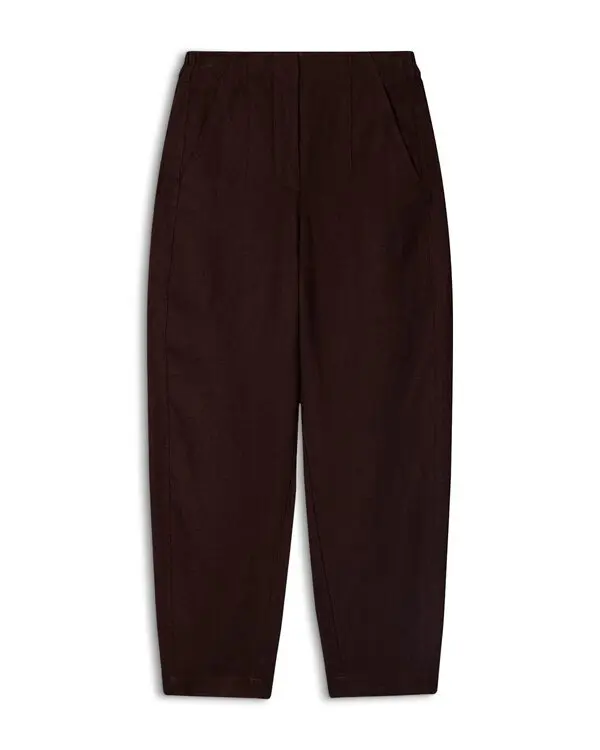 Whistles Linen Barrel Leg Trousers - Brown