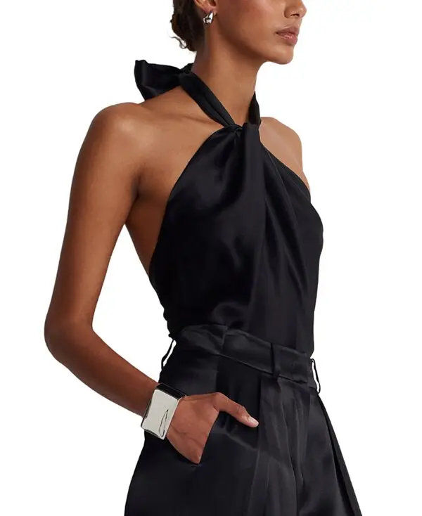 ACARIA STUDIO Jill Satin Top - Black