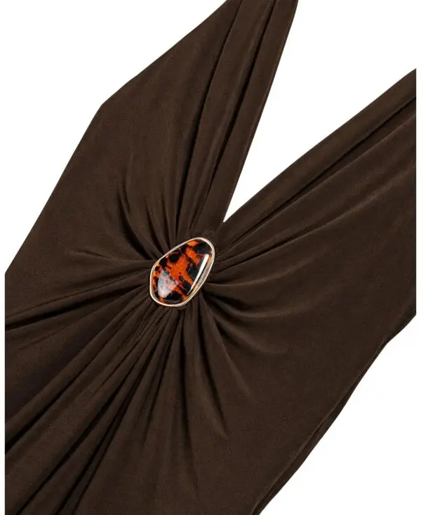 NOCTURNE Halter-neck Draped Maxi Dress - Brown