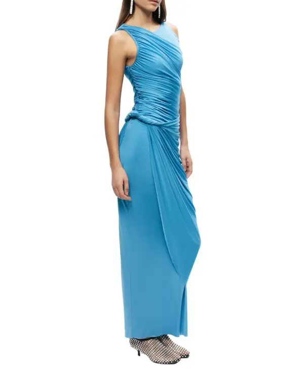 NOCTURNE Sleeveless Draped Maxi Dress - Turquoise