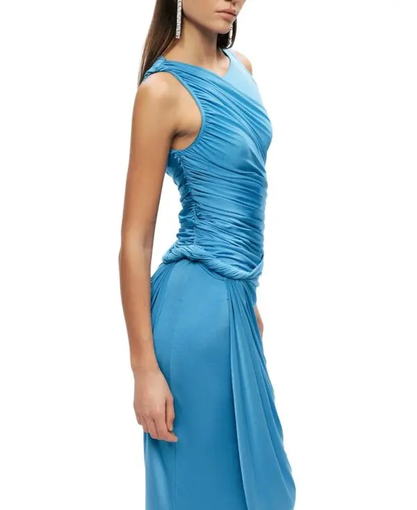 NOCTURNE Sleeveless Draped Maxi Dress - Turquoise