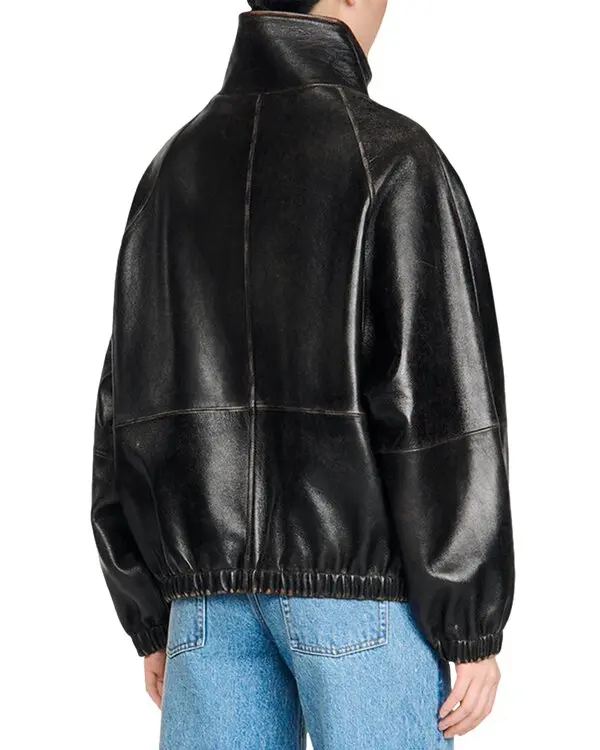 Sandro Jordan Distressed Leather Jacket