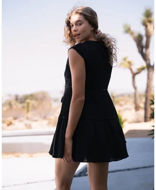 CHANGE OF SCENERY Gari Cotton Cap Sleeve Dress - Black